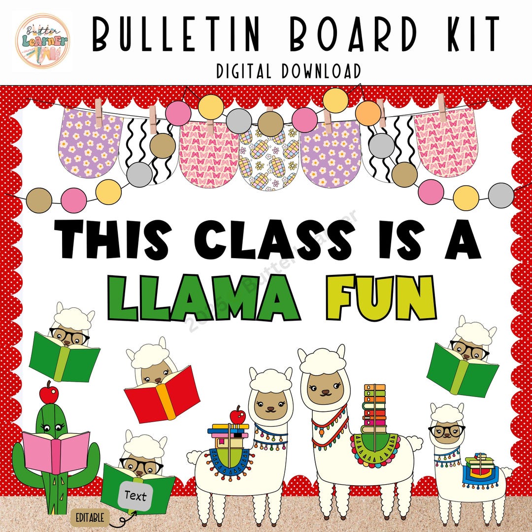 Back to School Llama Bulletin Board Kit | Llama Themed | Classroom Door ...