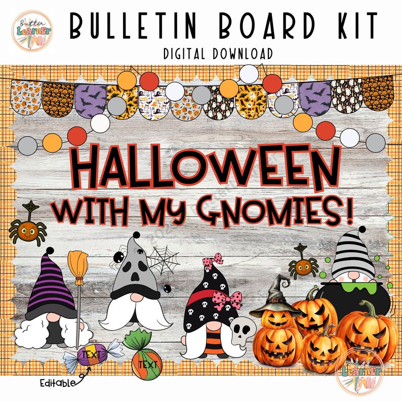 Halloween Bulletin Board Kit, Gnome Witch, Halloween Classroom Decor ...