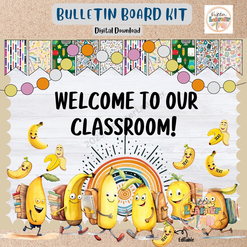 Welcome to Our Classroom Bulletin Board Kit, Bananas Themed, Classroom Door Decor, Editable - Etsy