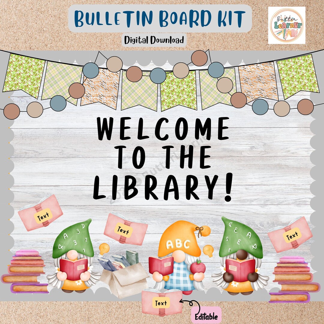 Library Gnomes Bulletin Board Kit, Spring Reading Book, Classroom Door ...