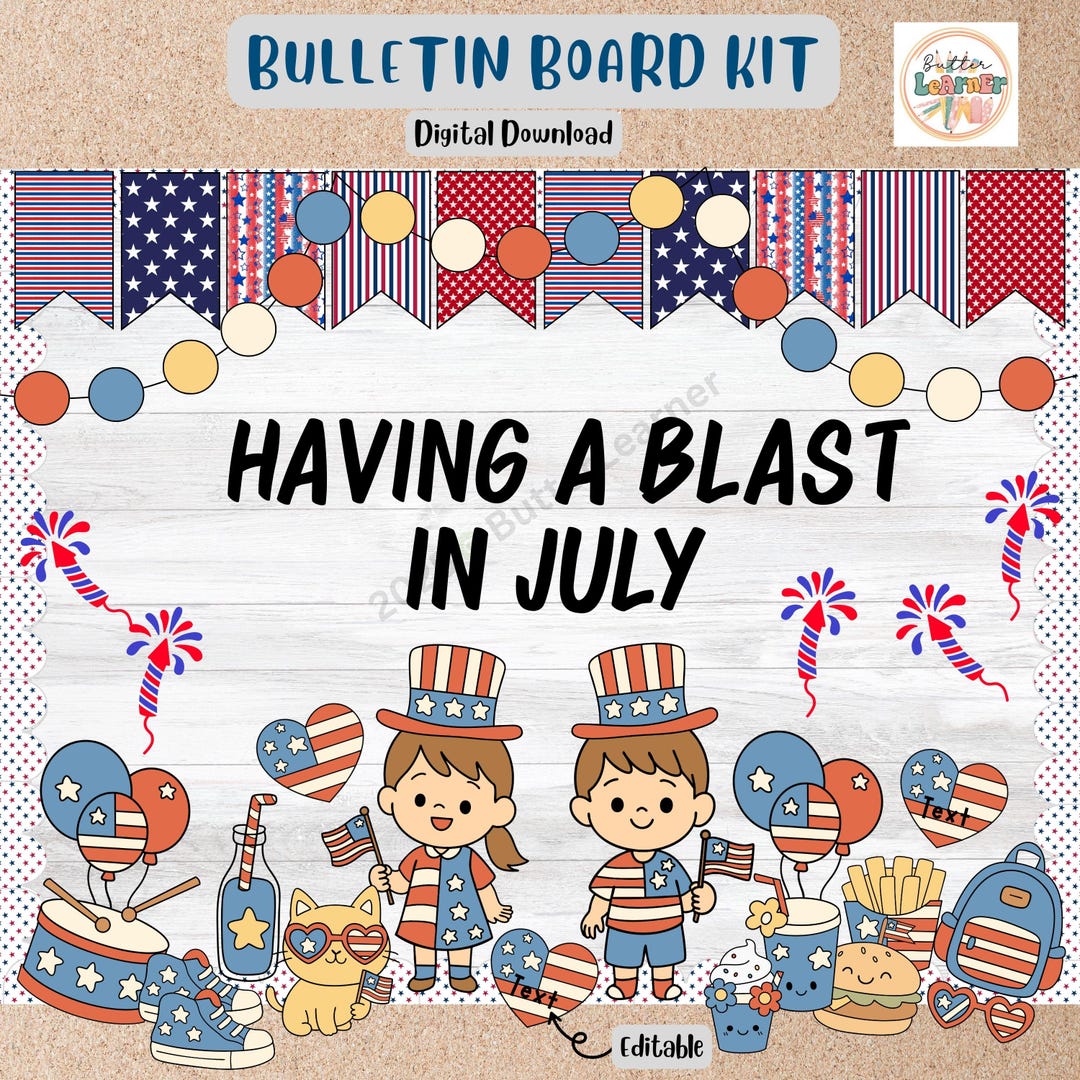 4th of July Bulletin Board Kit: Patriotic Classroom Decor (digital ...