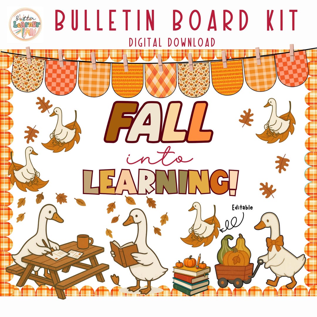 Fall Into Learning Bulletin Board Kit, Autumn Classroom Decor, Editable ...