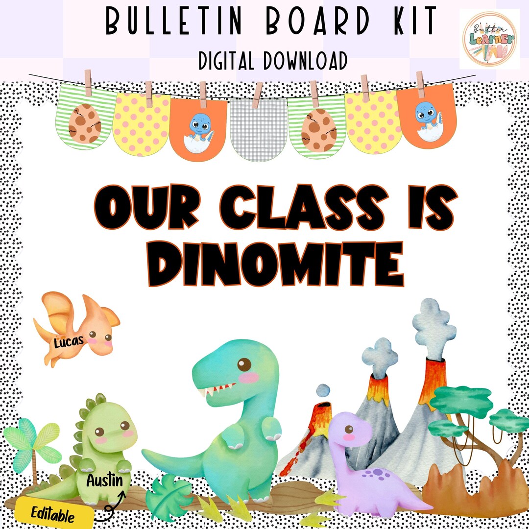 Dinosaur Bulletin Board Kit, Dinomite Jurassic Prehistoric Theme ...