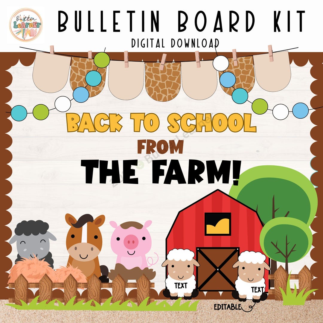 Farm Classroom Bulletin Board Kit: Barnyard Theme Decor (digital ...