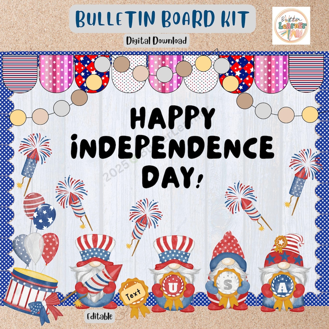 July 4th Gnomes Independence Day Bulletin Board, Door Decor, Patriots ...
