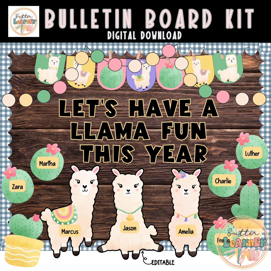 Back to School Llama Bulletin Board Kit | Classroom Door Decor ...