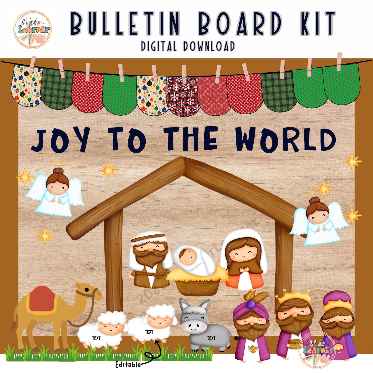 Nativity Scene Bulletin Board Kit, Religious Christmas Classroom Decor ...