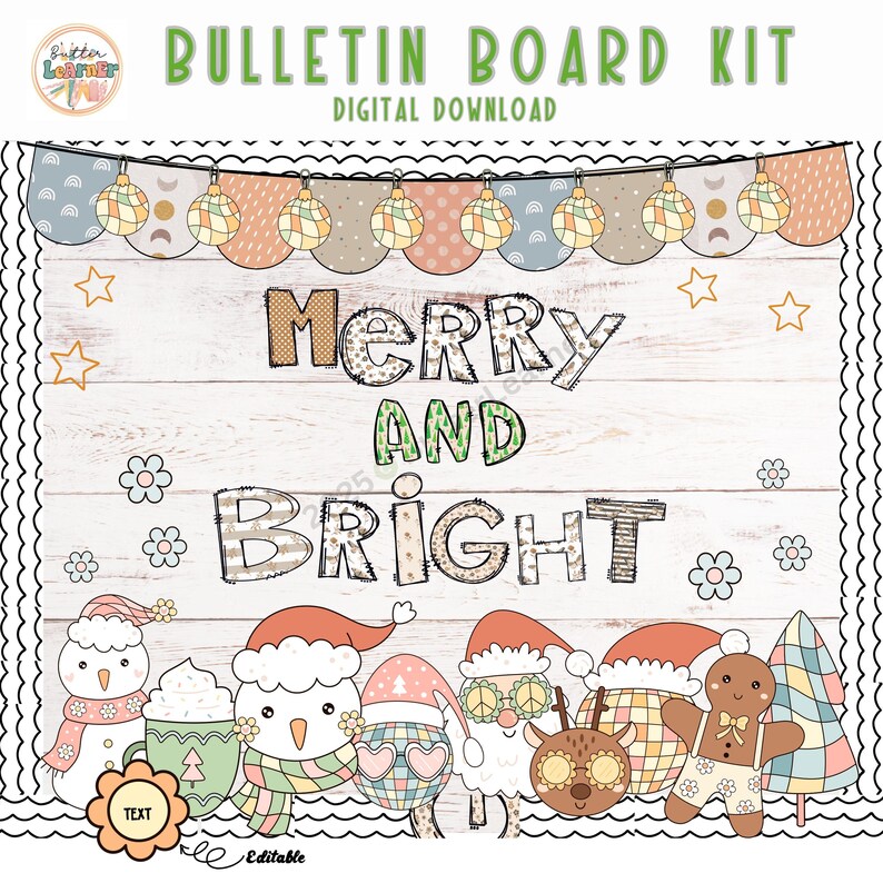 Retro Christmas Bulletin Board Kit: Groovy Classroom Decor (digital ...