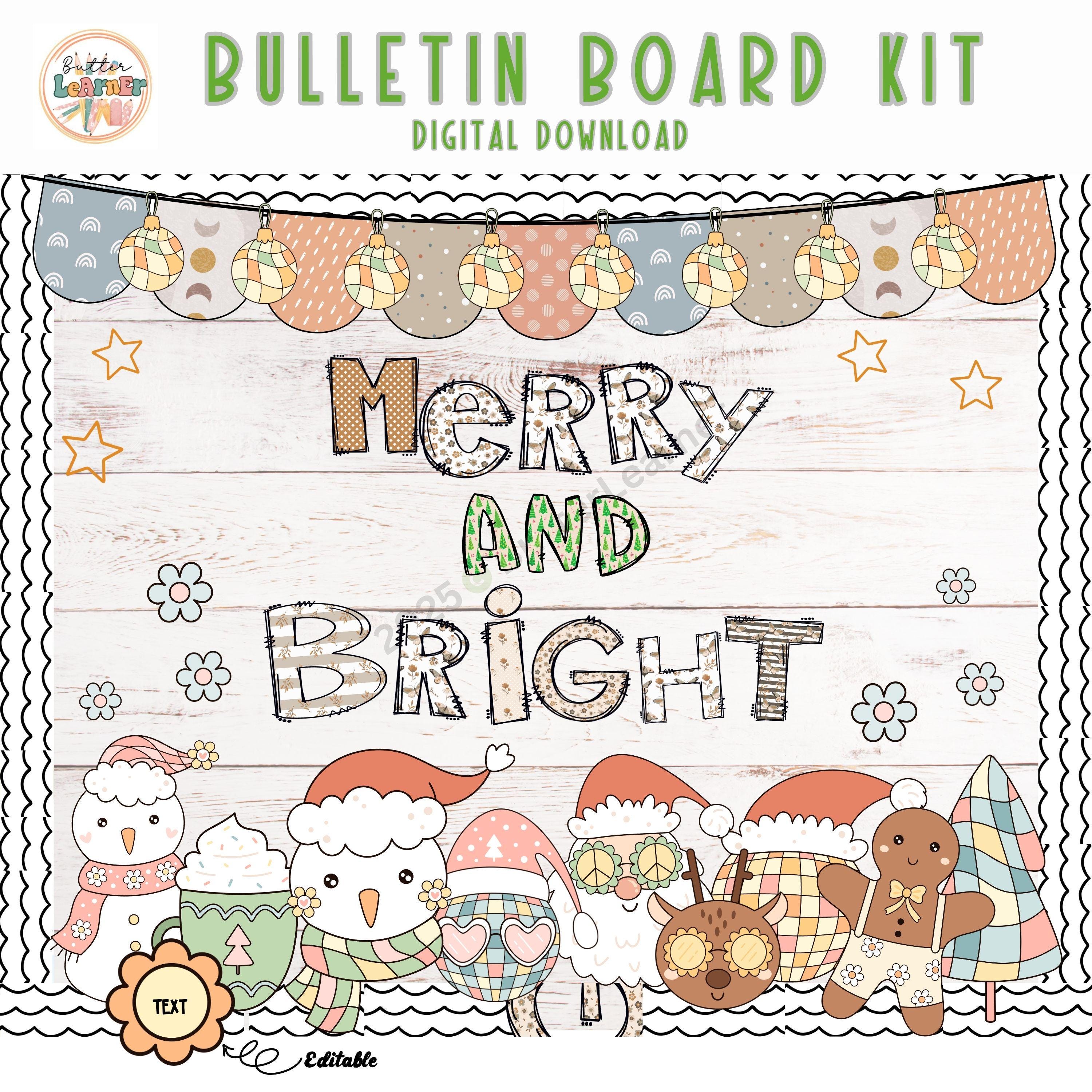 Retro Christmas Bulletin Board Kit: Groovy Classroom Decor (digital ...