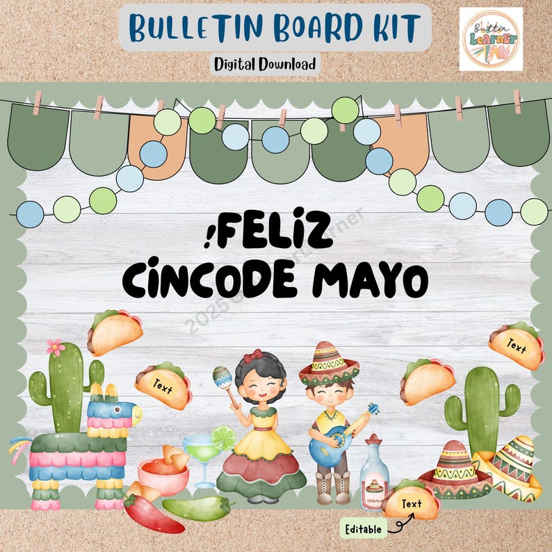Fiesta Cinco De Mayo Bulletin Board Kit Spring Mexican Party Door Decor ...