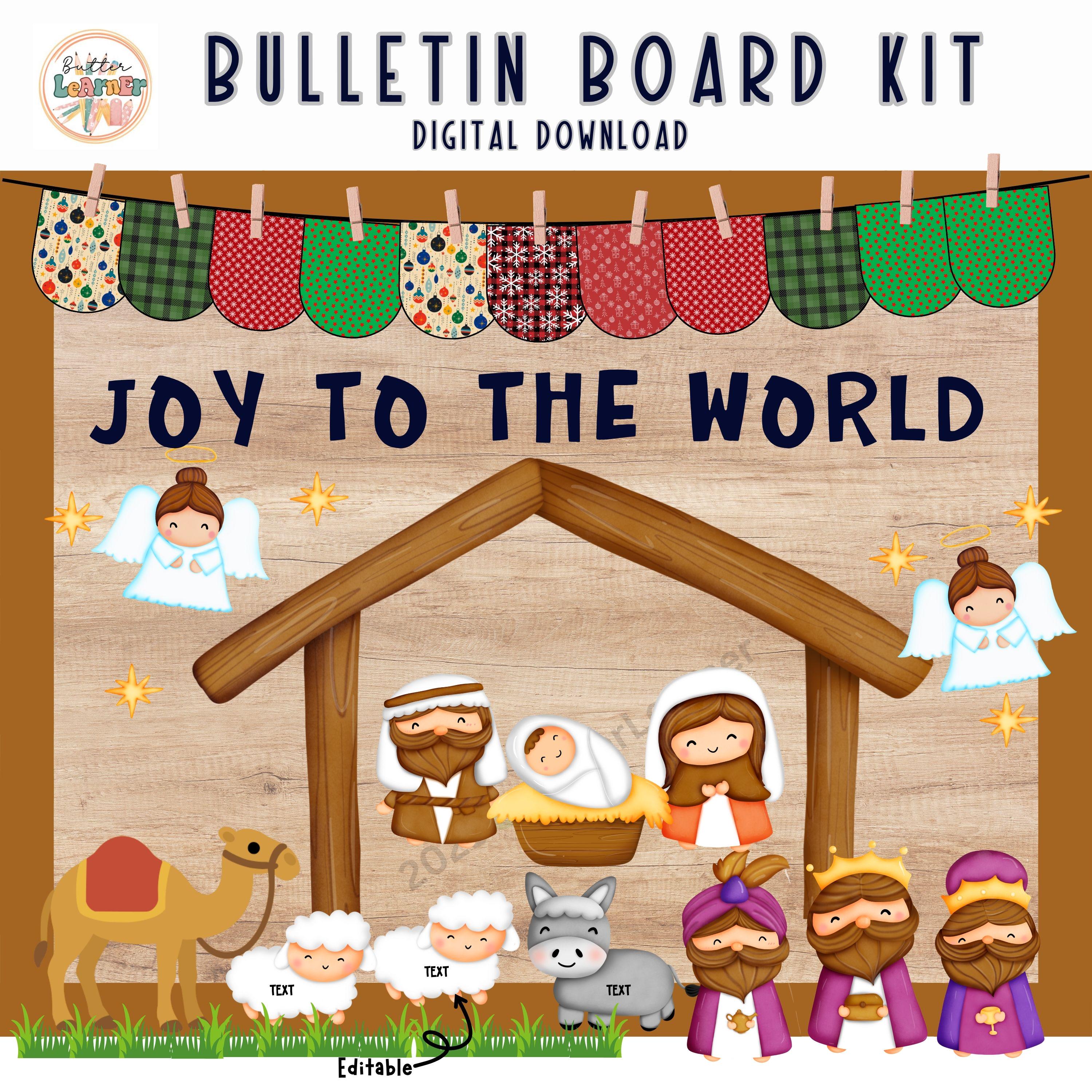 Nativity Scene Bulletin Board Kit, Religious Christmas Classroom Decor ...