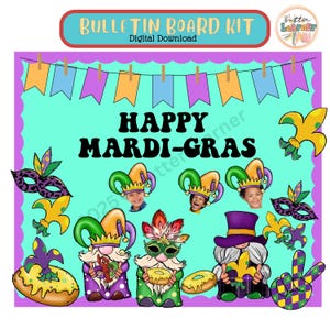 Mardi Gras Gnomes Bulletin Board Parading With My Gnomies Display Kit ...