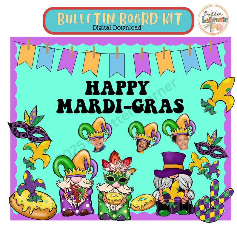 Mardi Gras Gnomes Bulletin Board Parading With My Gnomies Display Kit ...