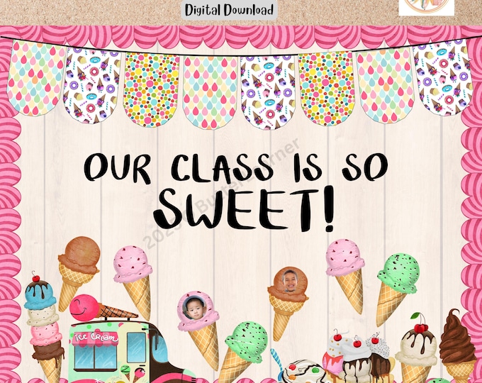 Ice Cream Shop Bulletin Board Kit - EDITABLE Watercolor Ice Cream Theme ...
