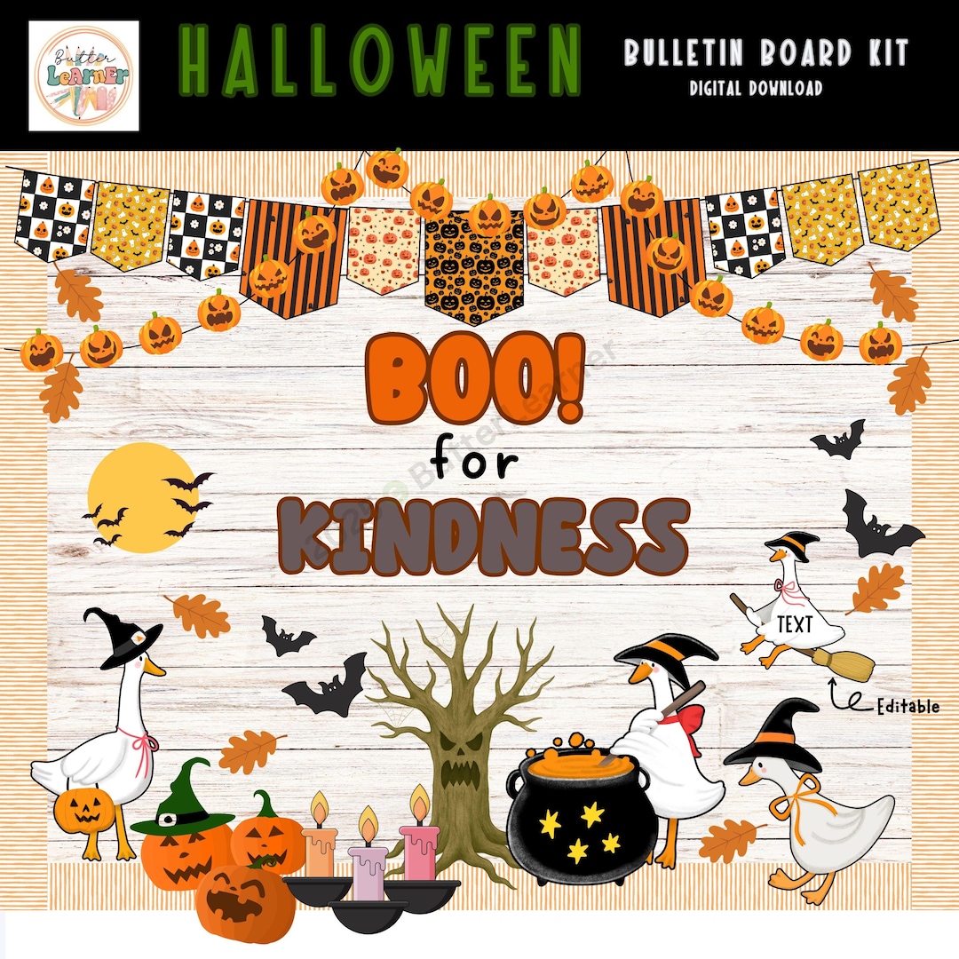 Halloween Bulletin Board Kit: BOO! for Kindness, Fall Classroom Decor ...