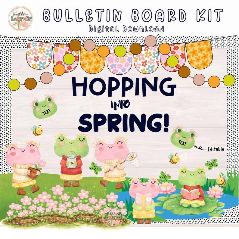 Spring Frog Bulletin Board Kit | Hopping Into Spring Classroom Door ...
