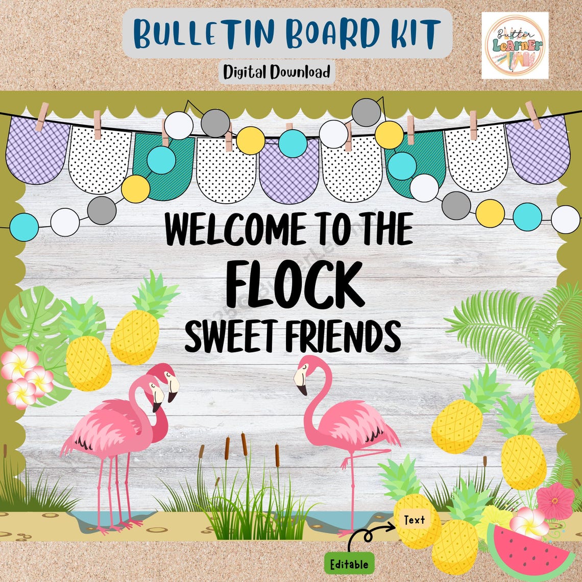 Flamingo Bulletin Board Kit, Back to School Flock Door Decor, Classroom ...