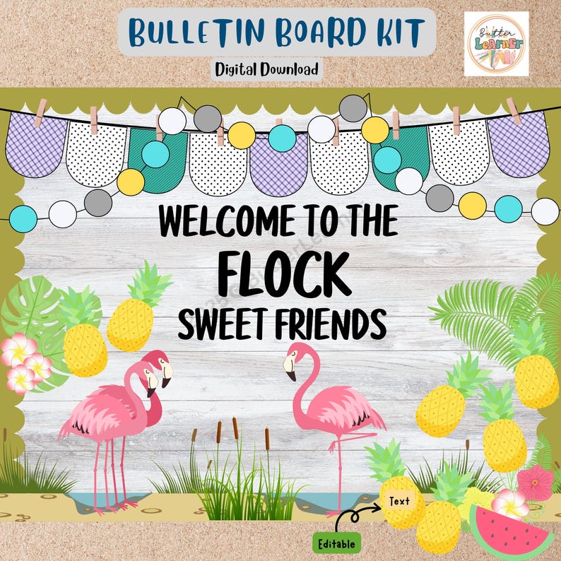 Flamingo Bulletin Board Kit, Back to School Flock Door Decor, Classroom ...