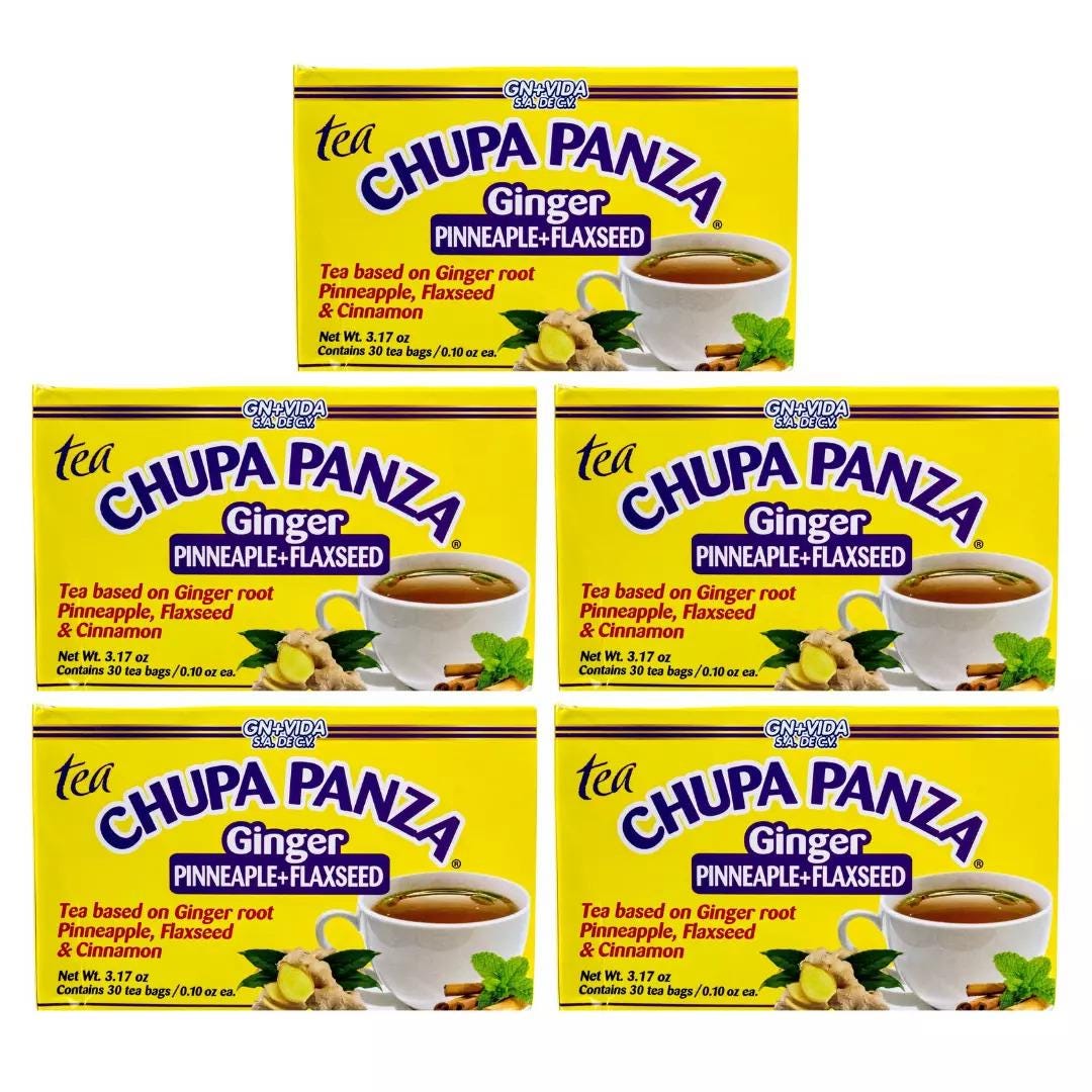 Tea Chupa Panza, (5 BOXES) Tea Based on Ginger Root, Pineapple, Flax ...