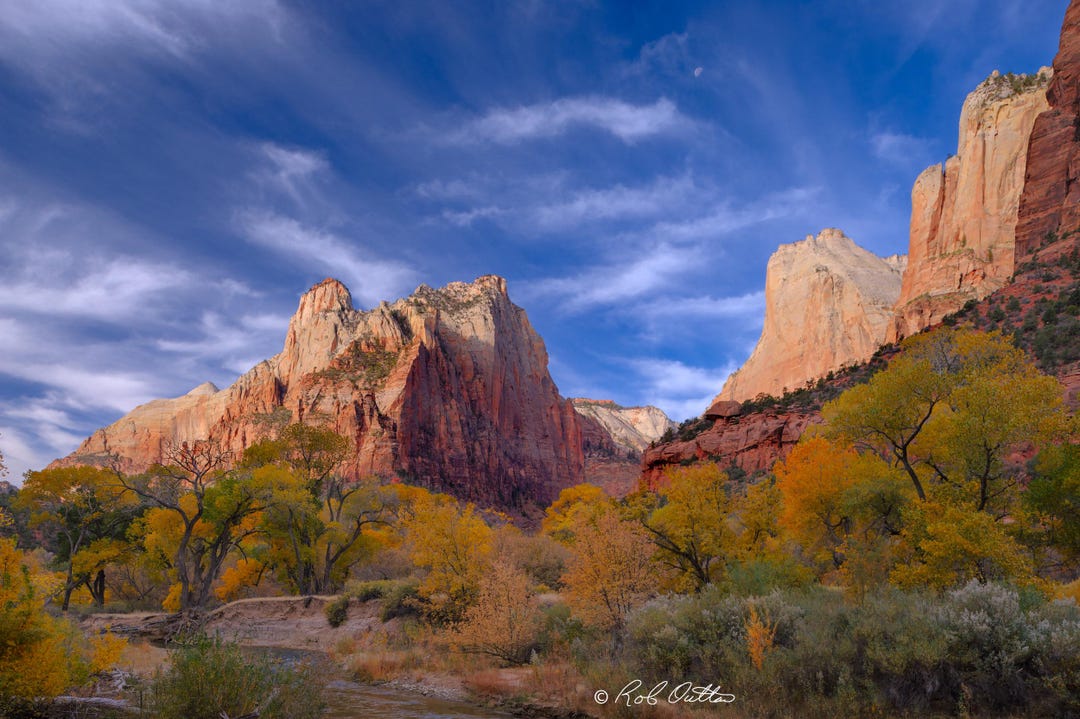 Zion National Park, Utah, on a Beautiful Fall Morning With Colorful ...