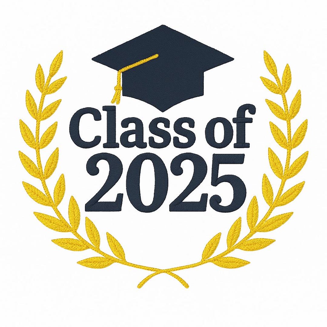 Class of 2025 Embroidery Design: Graduation Cap Wreath (DST, PES) - Etsy