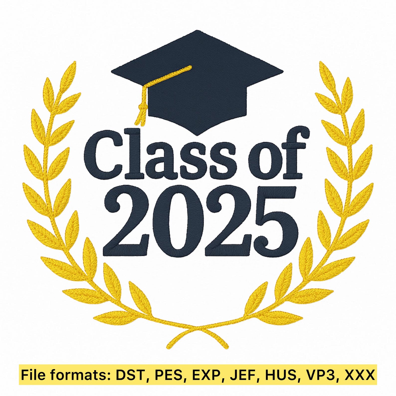 Class of 2025 Embroidery Design: Graduation Cap Wreath (DST, PES) - Etsy