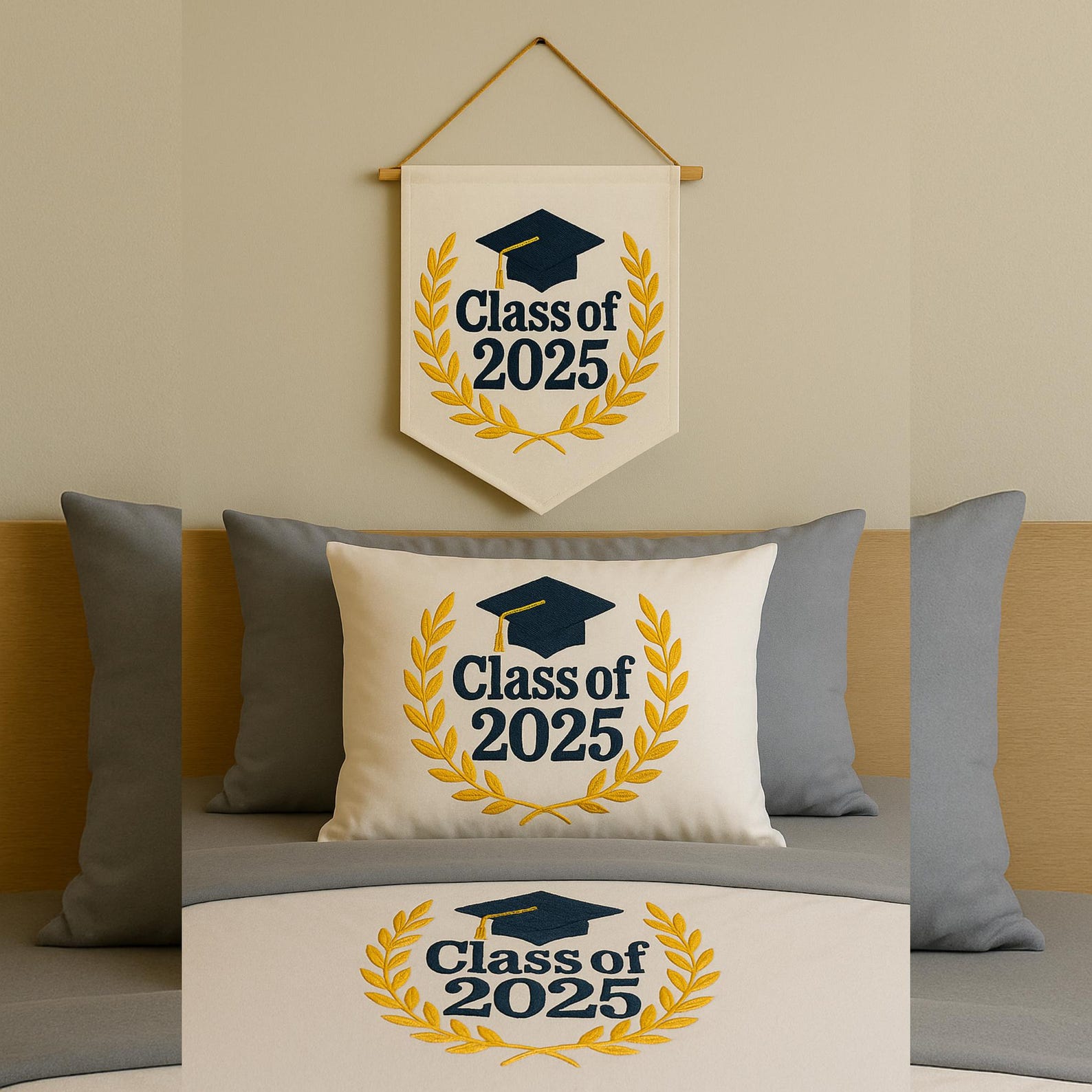 Class of 2025 Embroidery Design: Graduation Cap Wreath (DST, PES) - Etsy