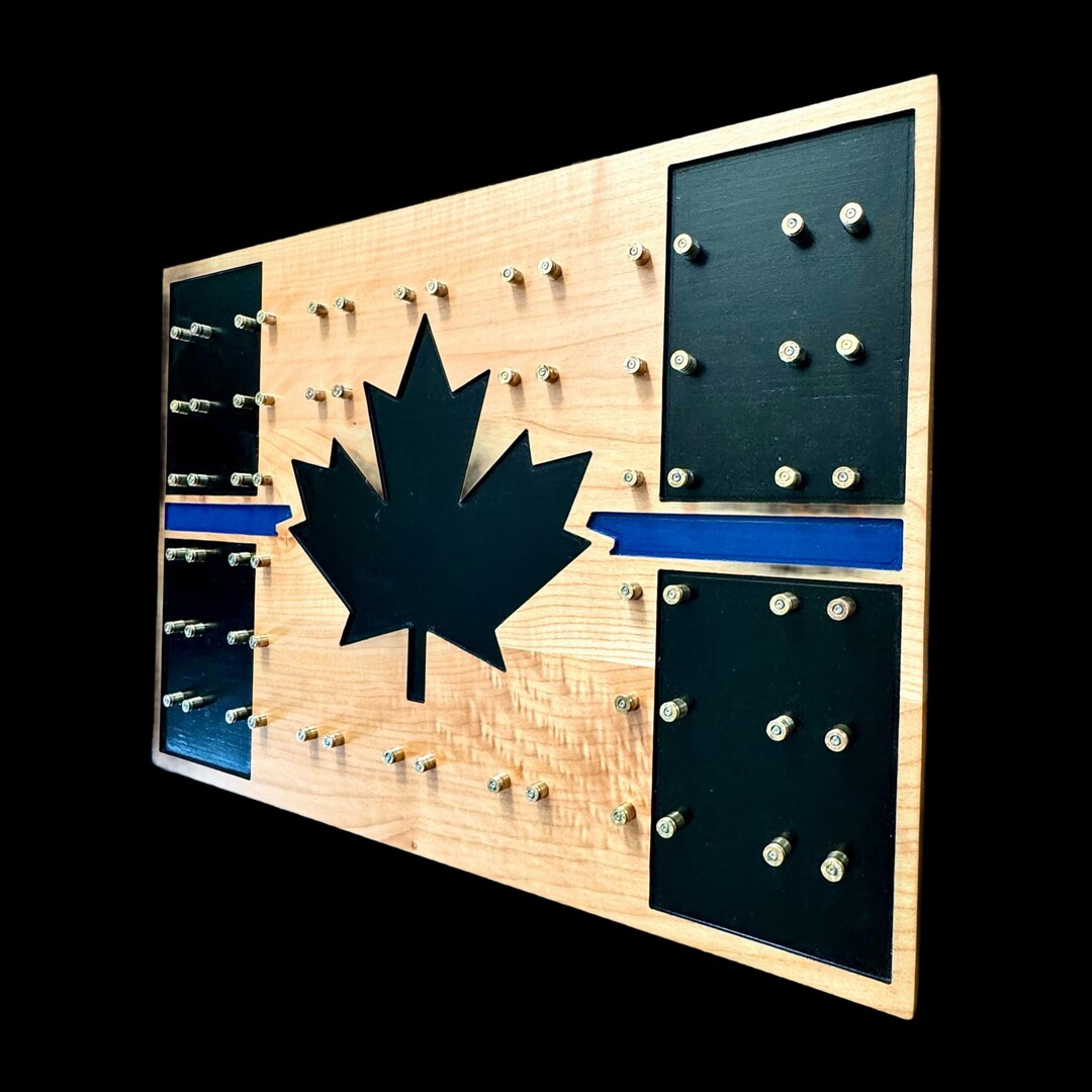 Carved Canadian Police Thin Blue Line Challenge Coin Display. Solid ...