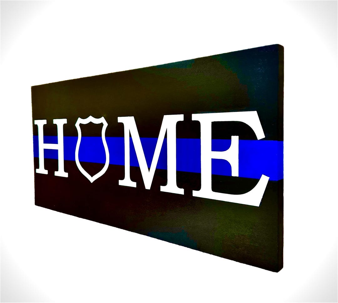 Carved Police Thin Blue Line HOME Sign. Solid Maple. - Etsy