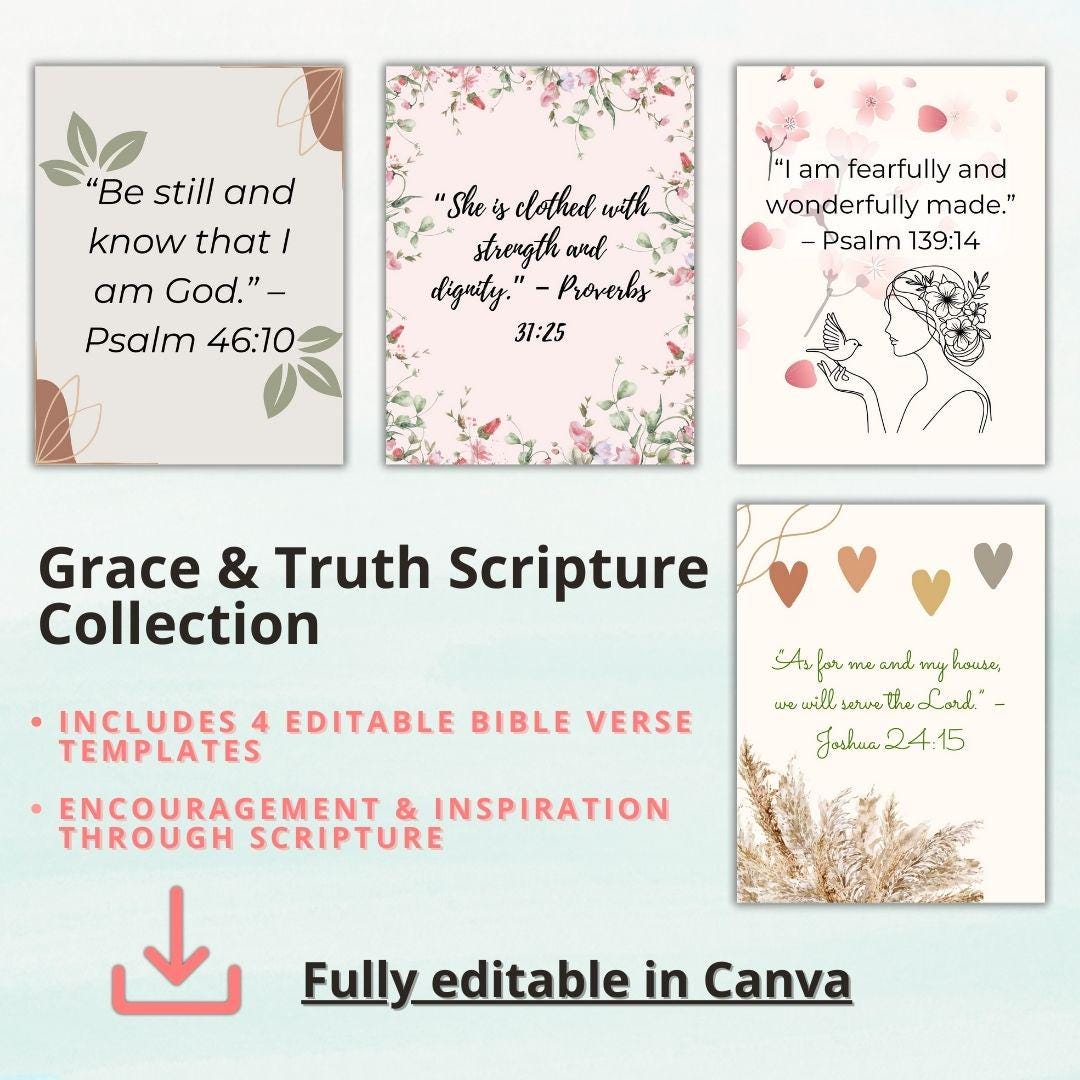 Christian Scripture Printable Bundle, Bible Verse Wall Decor Set of ...