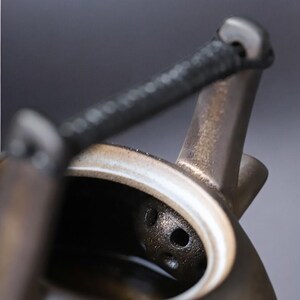 Gilded Ceramic Round Teapot 200ml - Metallic Glaze, Zen Patina Effect ...
