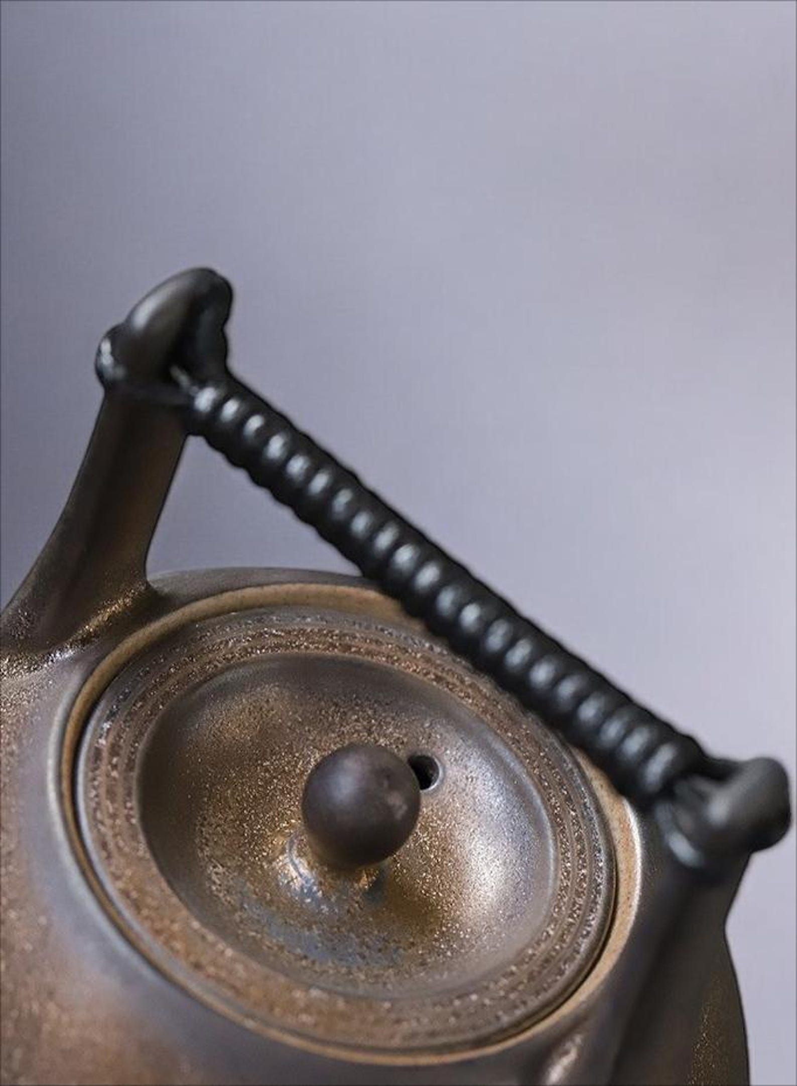 Gilded Ceramic Round Teapot 200ml - Metallic Glaze, Zen Patina Effect ...