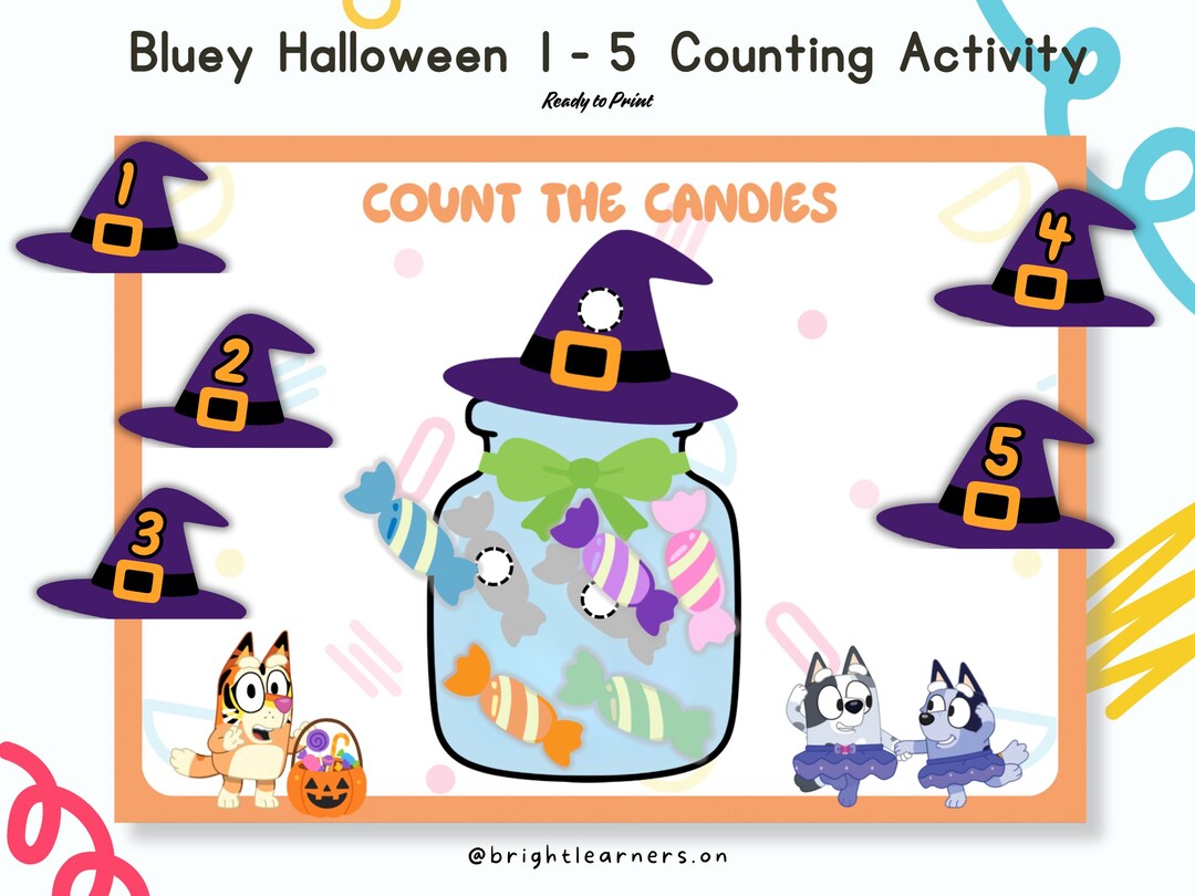 Bluey Halloween Counting Activity: Toddler Montessori Toy (digital ...