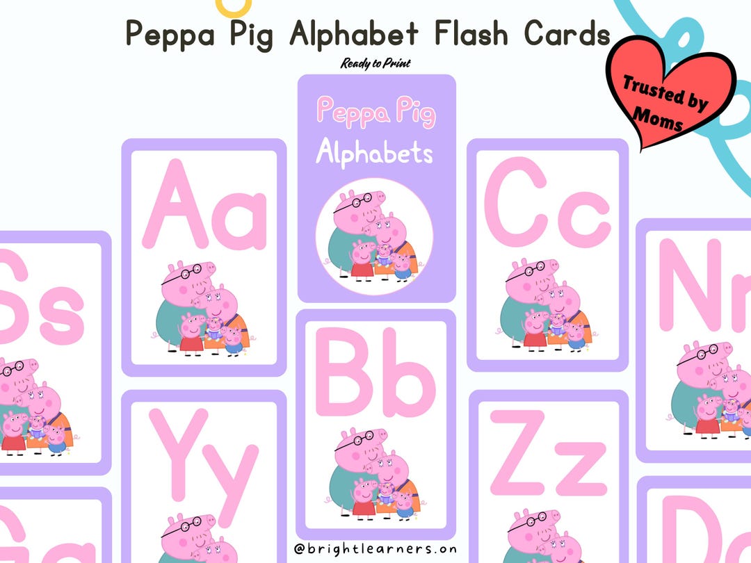 Peppa Pig Alphabet Flash Cards for Toddlers Kids and Preschool ...