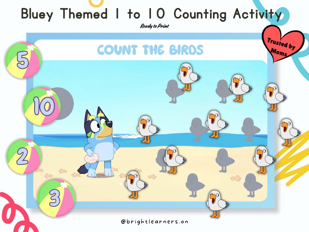 Bluey Themed 1 to 10 Counting Activity: Montessori Learning Printable ...