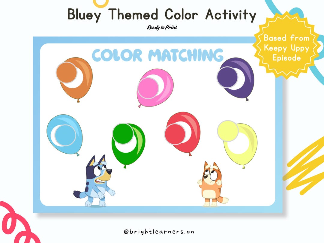 Bluey Color Activity Balloon Keepy Uppy Montessori Toddler Activity ...