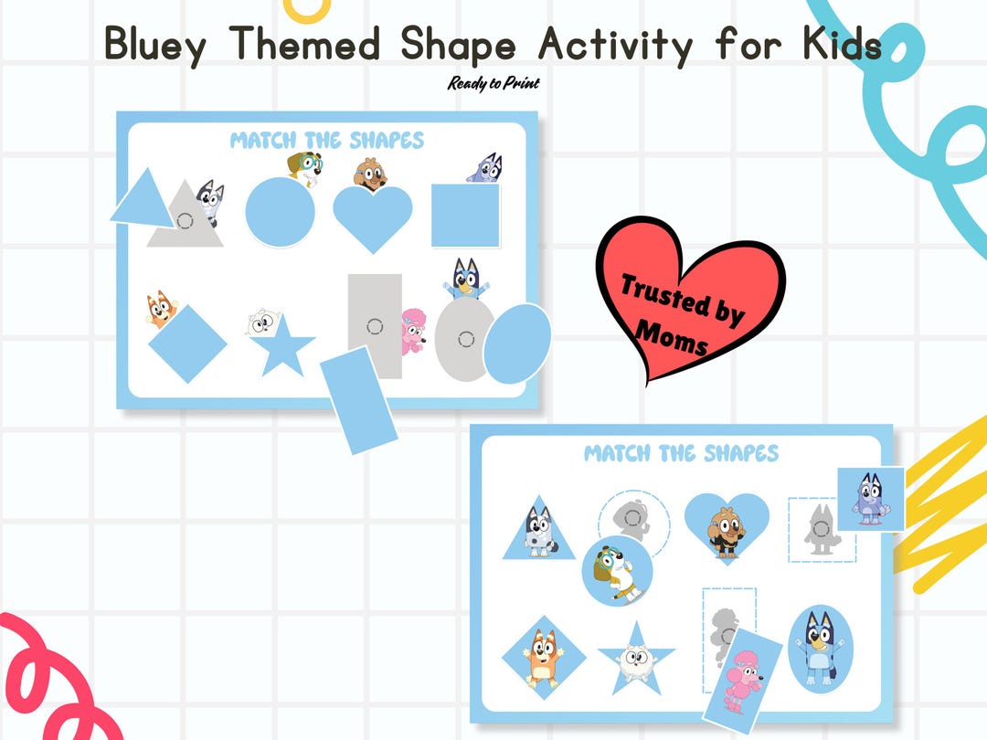 Bluey Shape Activity : Kids and Toddler Learning - Etsy