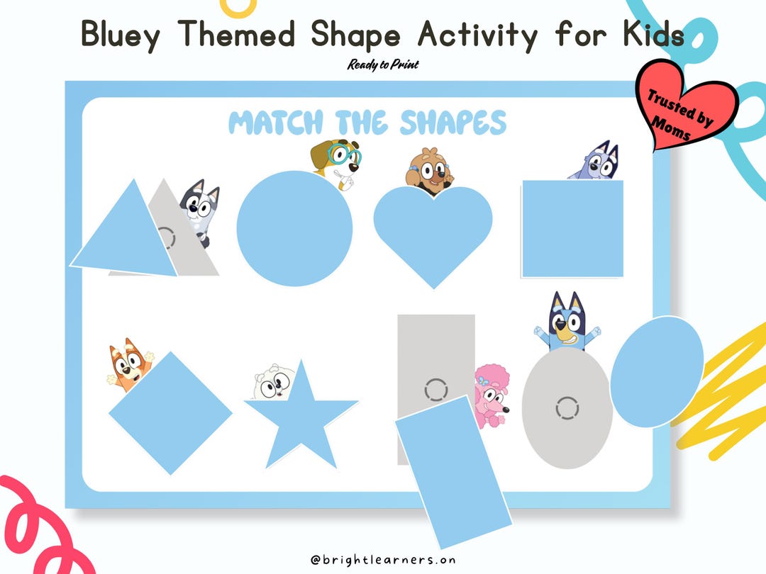 Bluey Shapes Matching Activity : Kids, Preschool, and Toddler Learning ...
