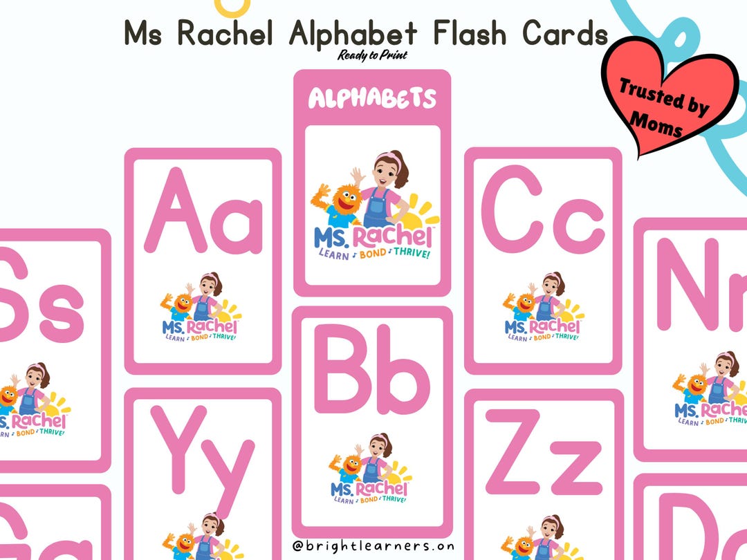 Ms Rachel Alphabet Flash Cards for Toddlers Kids and Preschool ...