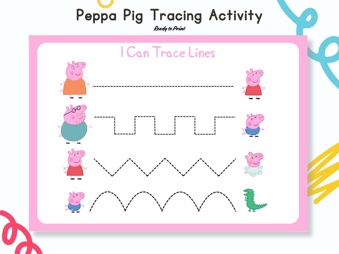 Peppa Pig Tracing Activity: Montessori Educational Toy (digital ...
