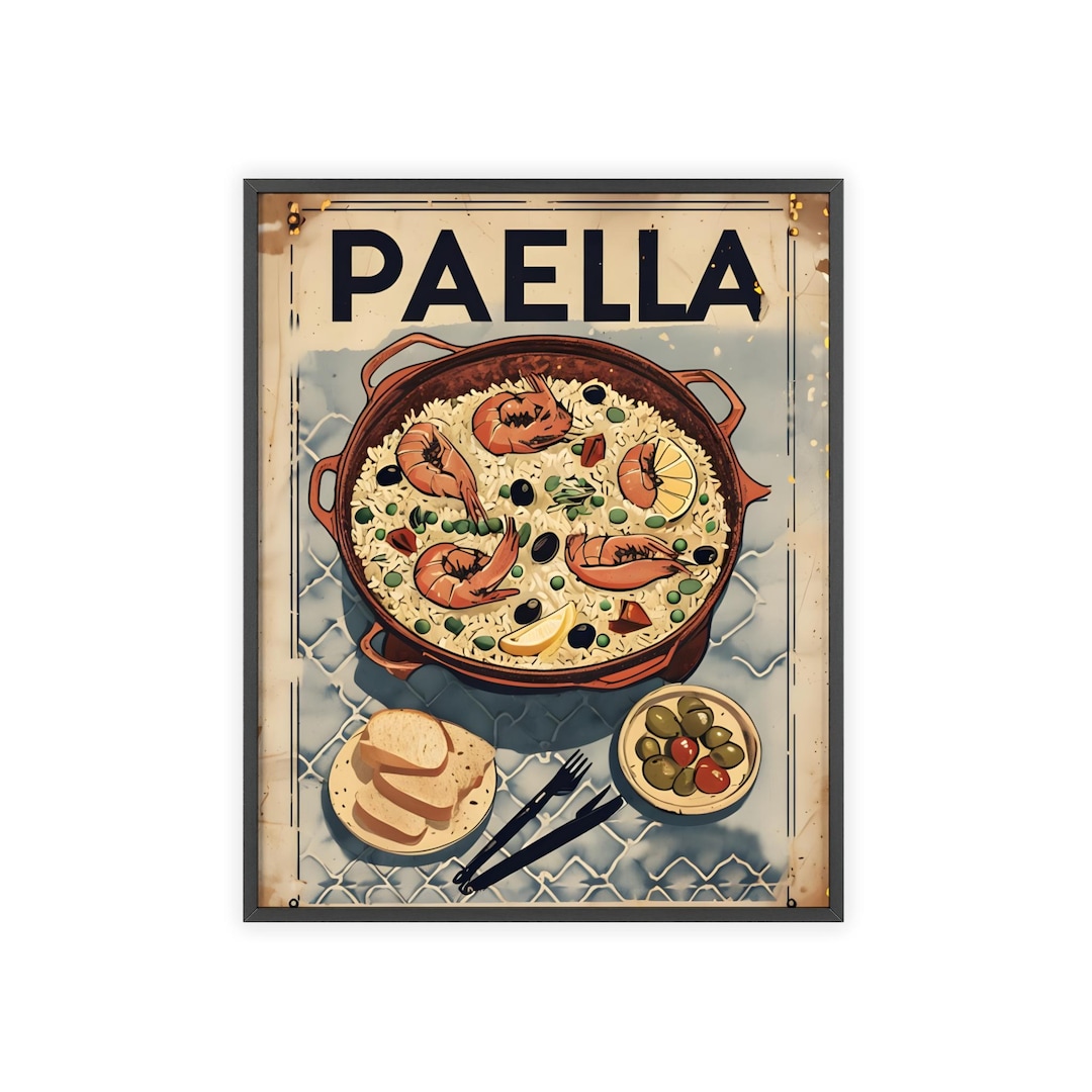 Rustic Paella Art Print - Vintage Kitchen Decor - Etsy