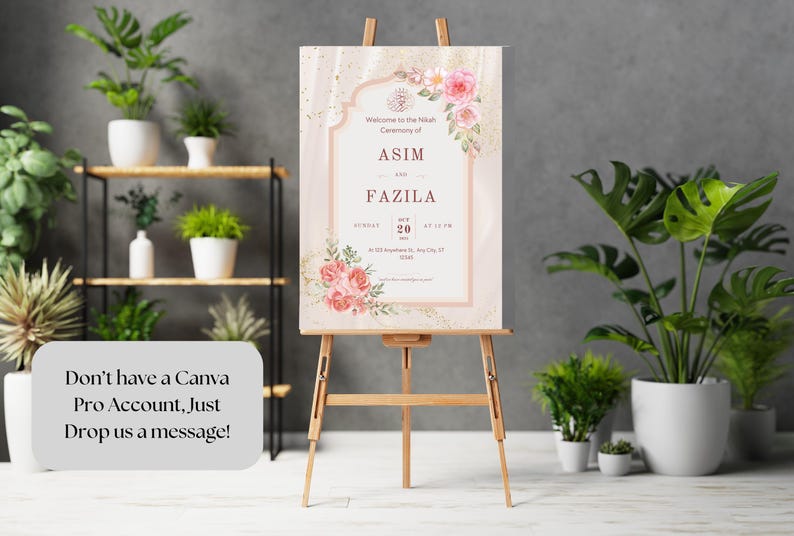 Wedding Sign | Islamic Wedding Poster Template, Asian Wedding, Pink ...