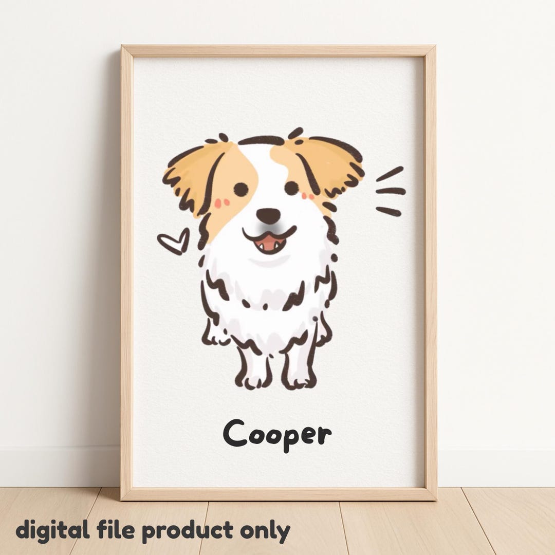 Pet Portrait Custom Digital Print Cute Style Pet Print for Pet Lover ...