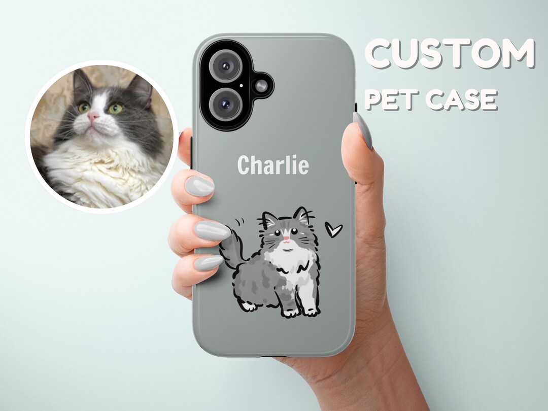 Custom Pet iPhone 17 Case Cat Dog Cute Personalized Image Samsung S25 ...