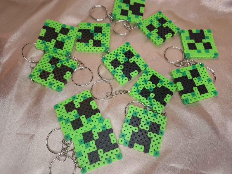 Minecraft Creeper Perler Keychains for Backpack, Purse, Wallet ...