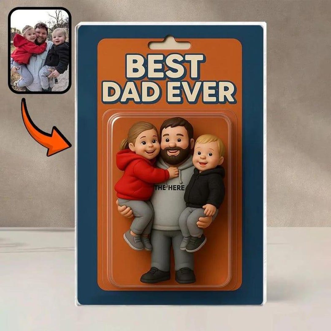 Custom Your Photo Dad and Kids Action Figure Acrylic Block, New Dad ...