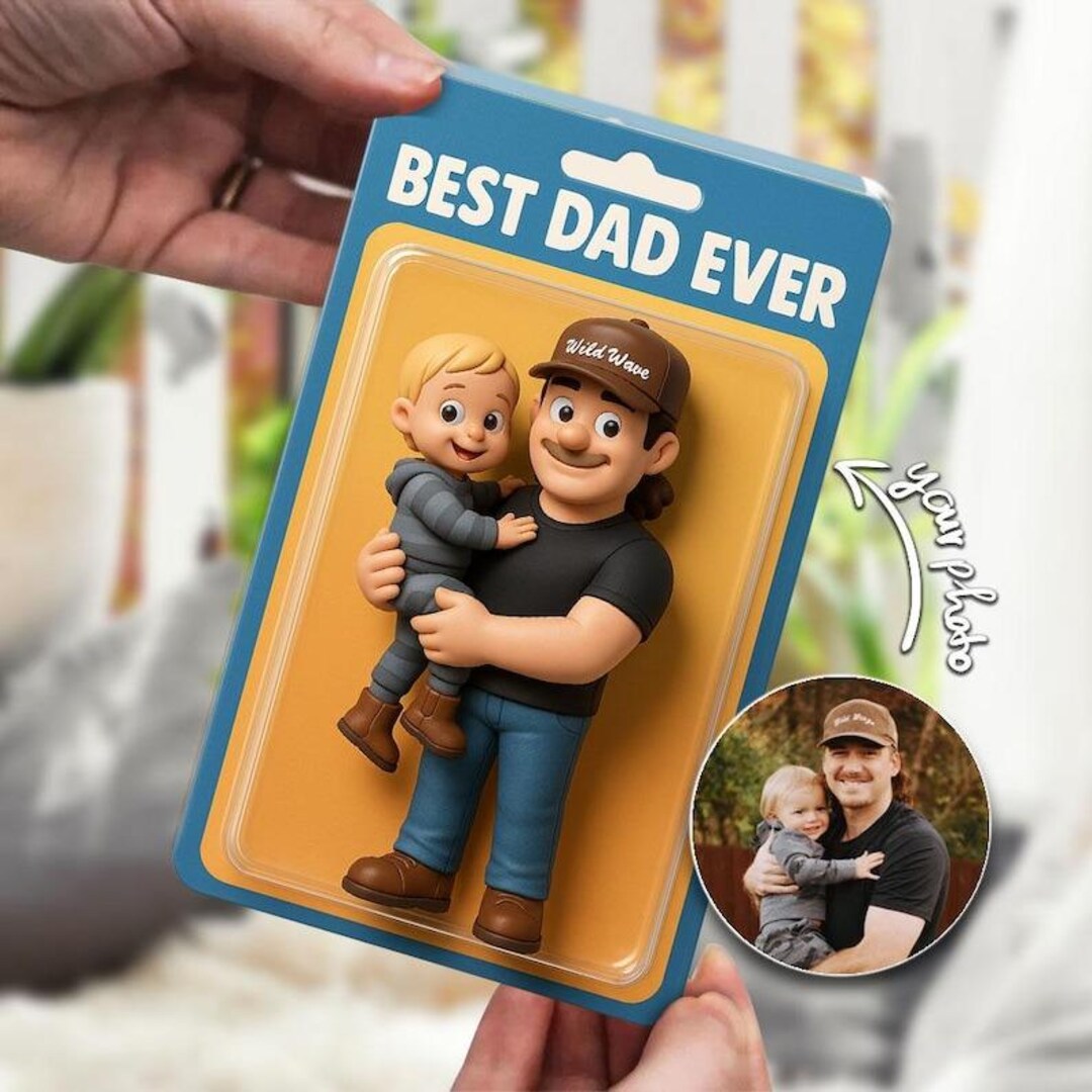Custom Photo Dad and Kids Action Figure Acrylic Block, New Dad Gifts ...