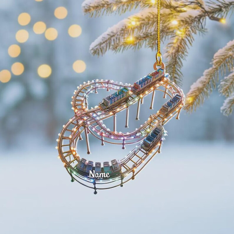 Custom Name Roller Coaster Christmas Ornament, Roller Coaster Ornament ...
