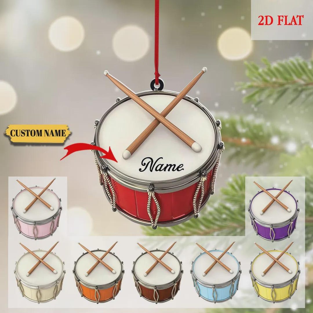 Custom Drum Ornament, Drum Christmas Ornament, Xmas Keepsake for ...