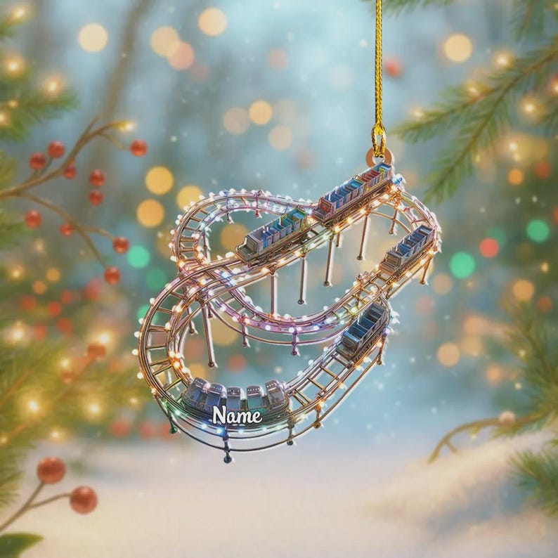 Custom Name Roller Coaster Christmas Ornament, Roller Coaster Ornament ...